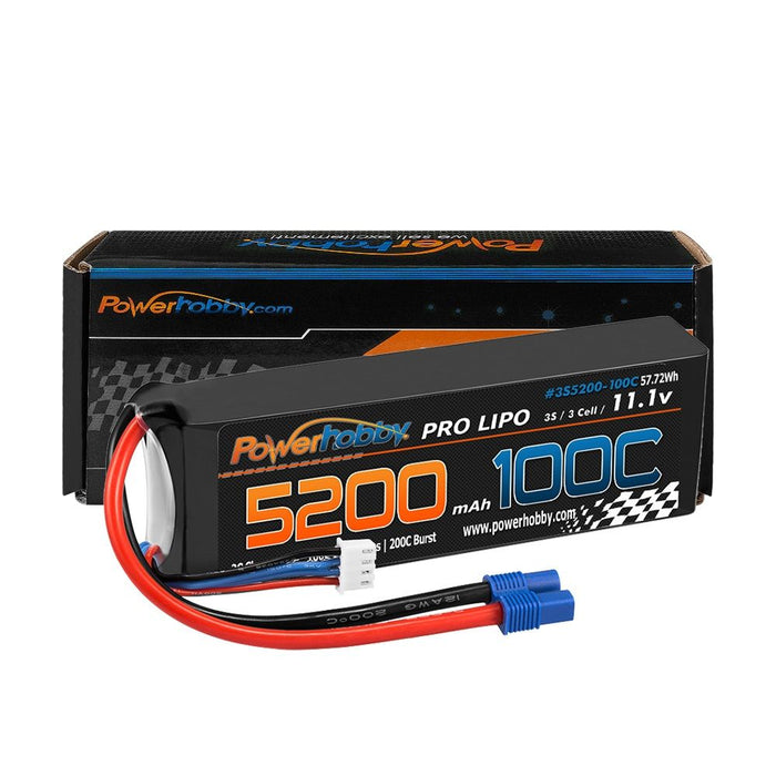 Powerhobby 3S 11.1V 5200 100C Lipo Battery Pack with EC3 Plug — White Rose Hobbies