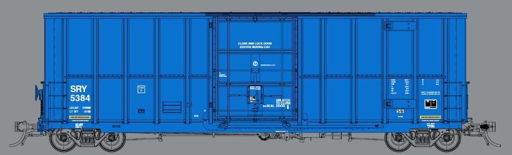 Prairie Shadows 8022C07 HO Scale Trinity 50' High Cube Boxcar SRY "Blu ...