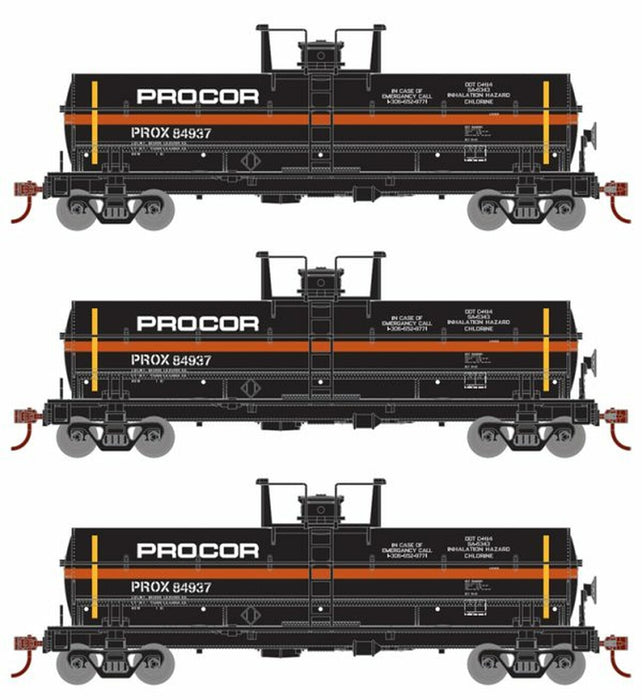 Roundhouse 1116 HO Scale Chemical Tank Car PROCOR PROX 3 Pack — White ...