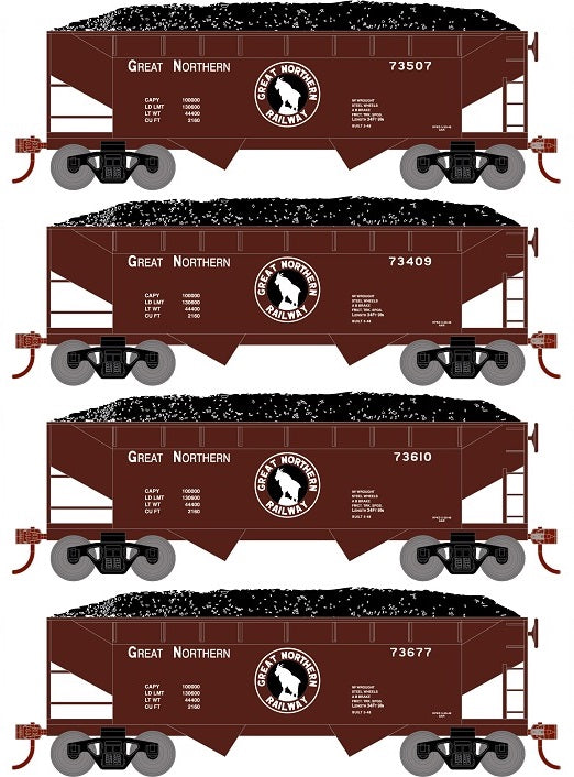 Roundhouse 1290 HO Scale 34' Offset Open Hopper Great Northern GN 4 Pa ...