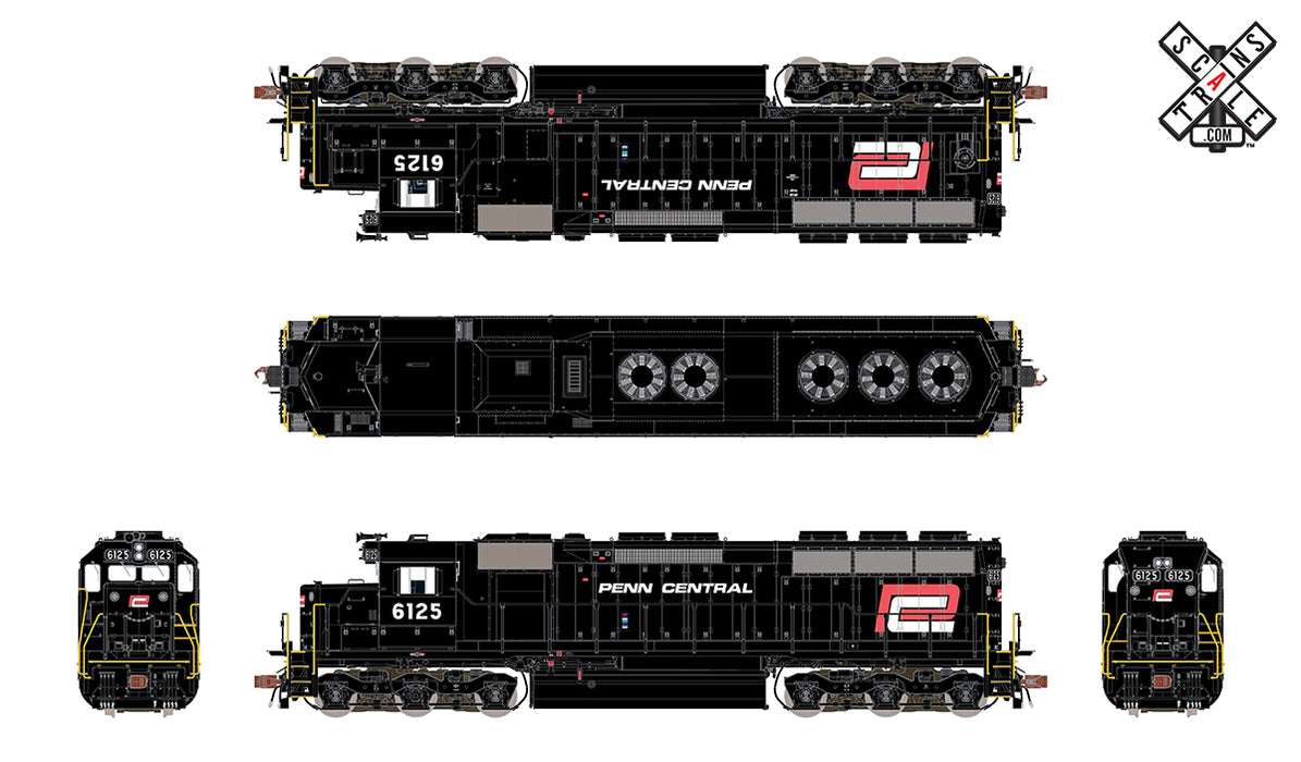 ScaleTrains 32914 HO Scale EMD SD45 Penn Central (Red P) PC 6125 DCC S ...