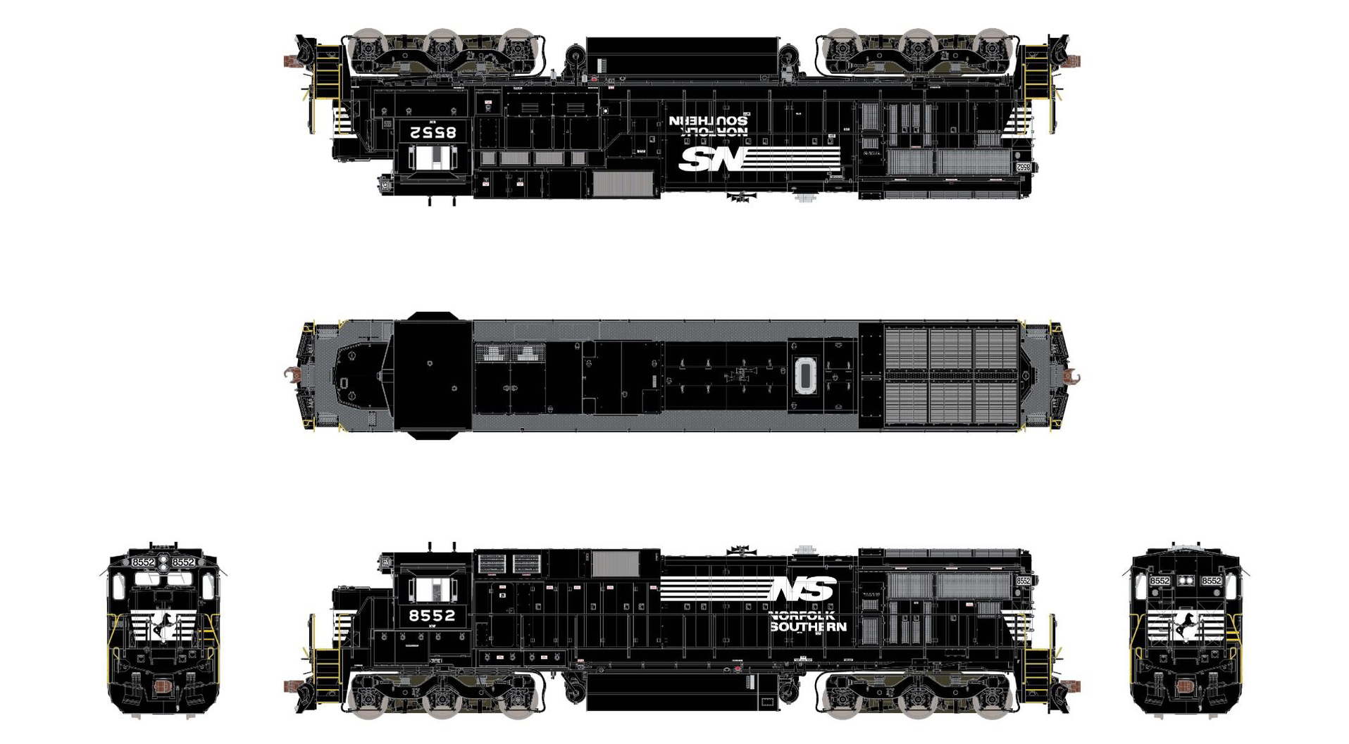 ScaleTrains 38735 Rivet HO GE C39-8 Phase Ib Norfolk Southern NS 8559 ...