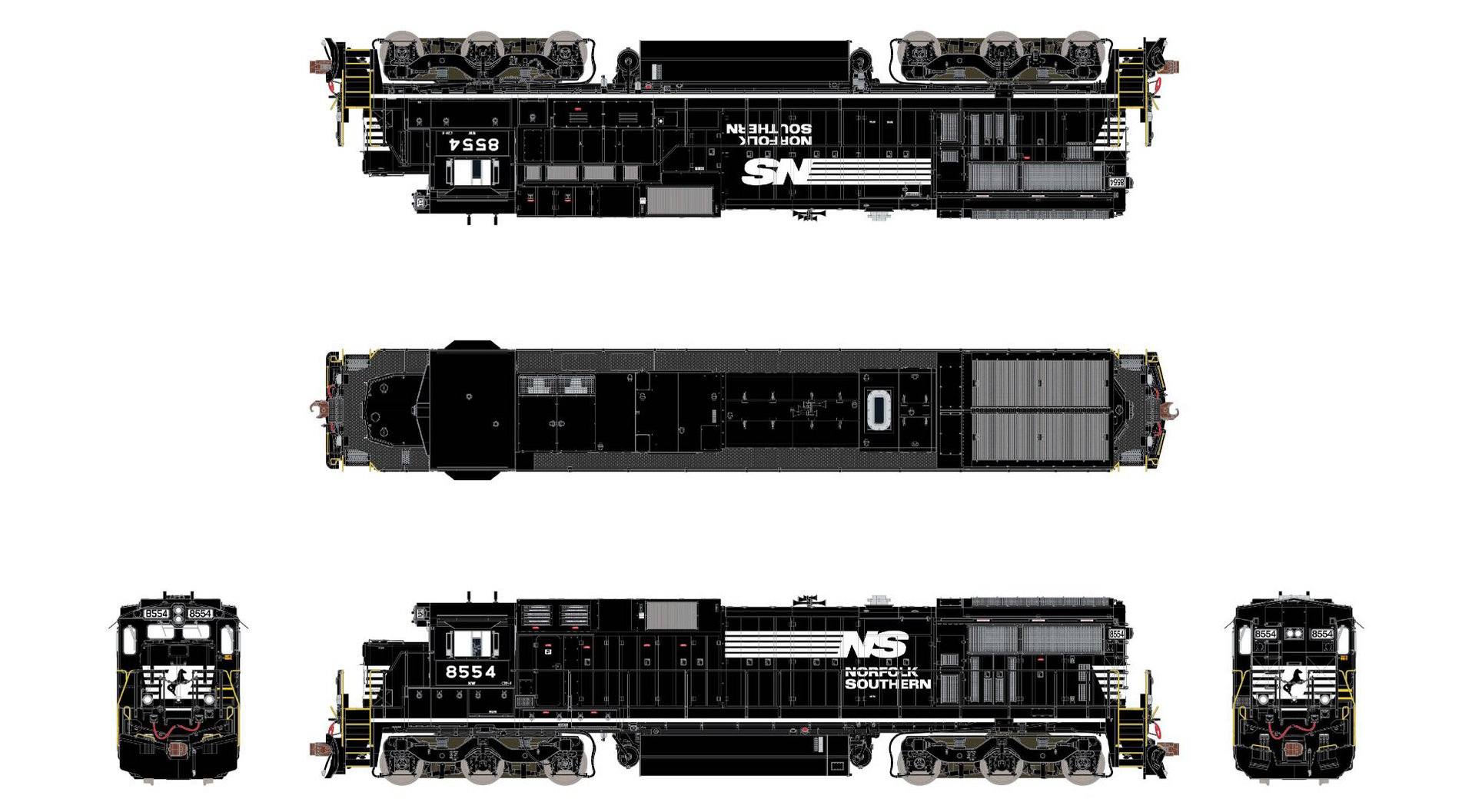 ScaleTrains 38741 Rivet HO GE C39-8 Phase II "Ditch Lights" Norfolk So — White Rose Hobbies
