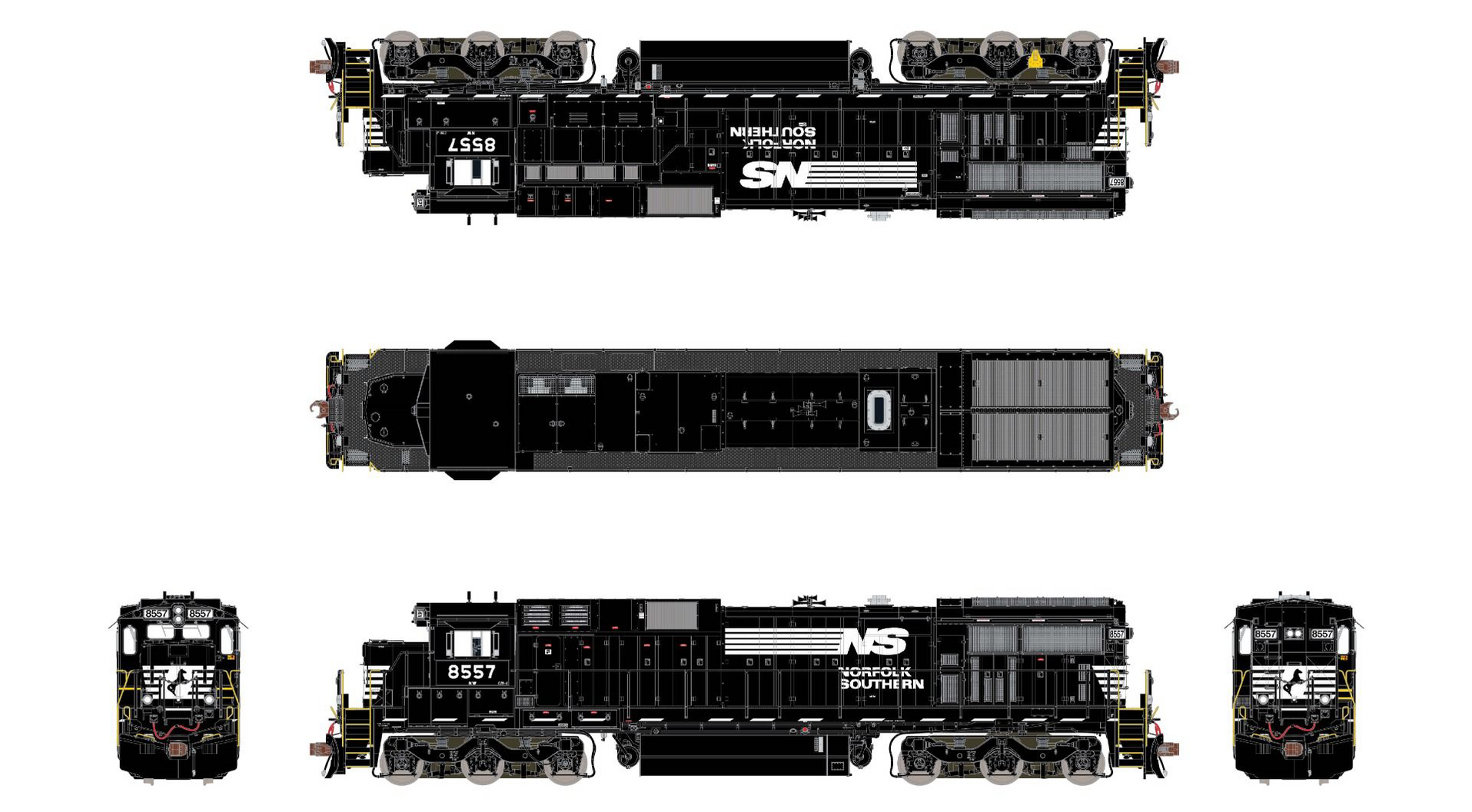 ScaleTrains 38743 Rivet HO GE C39-8 Phase II "Ditch Lights" Norfolk So — White Rose Hobbies