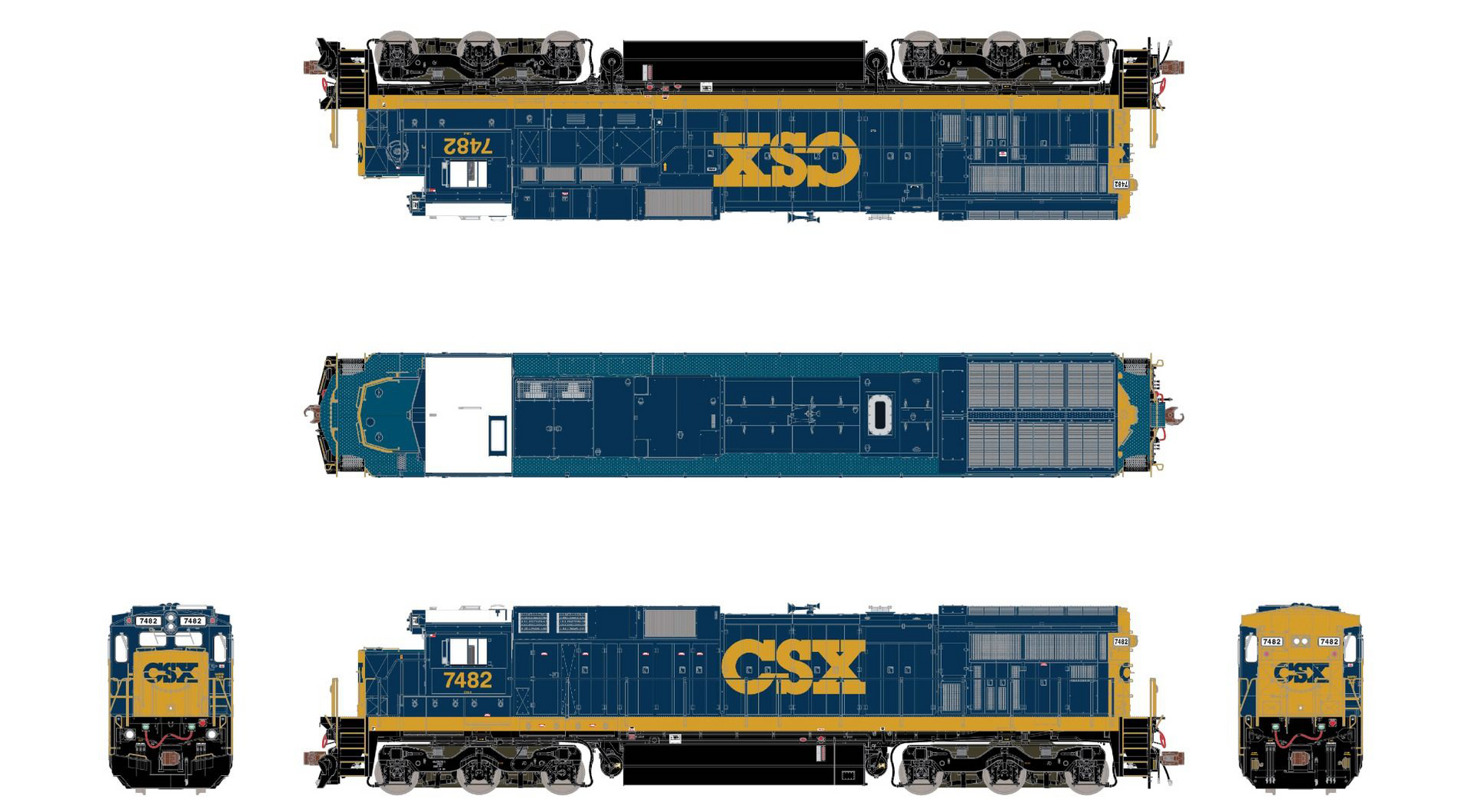 ScaleTrains 38761 Rivet HO GE C39-8 Phase III CSX YN3 7482 DCC & Sound — White Rose Hobbies