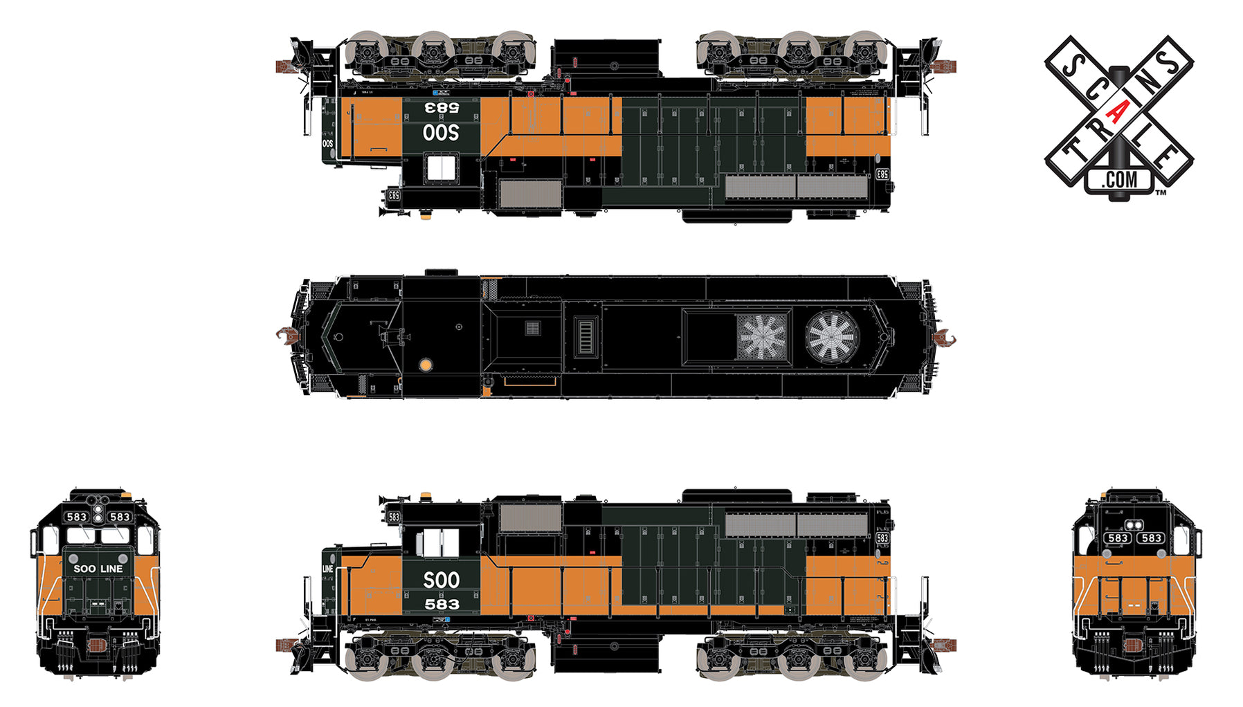 ScaleTrains 70029 HO Scale Museum Quality EMD SDL39 SOO Line Bandit 58 ...