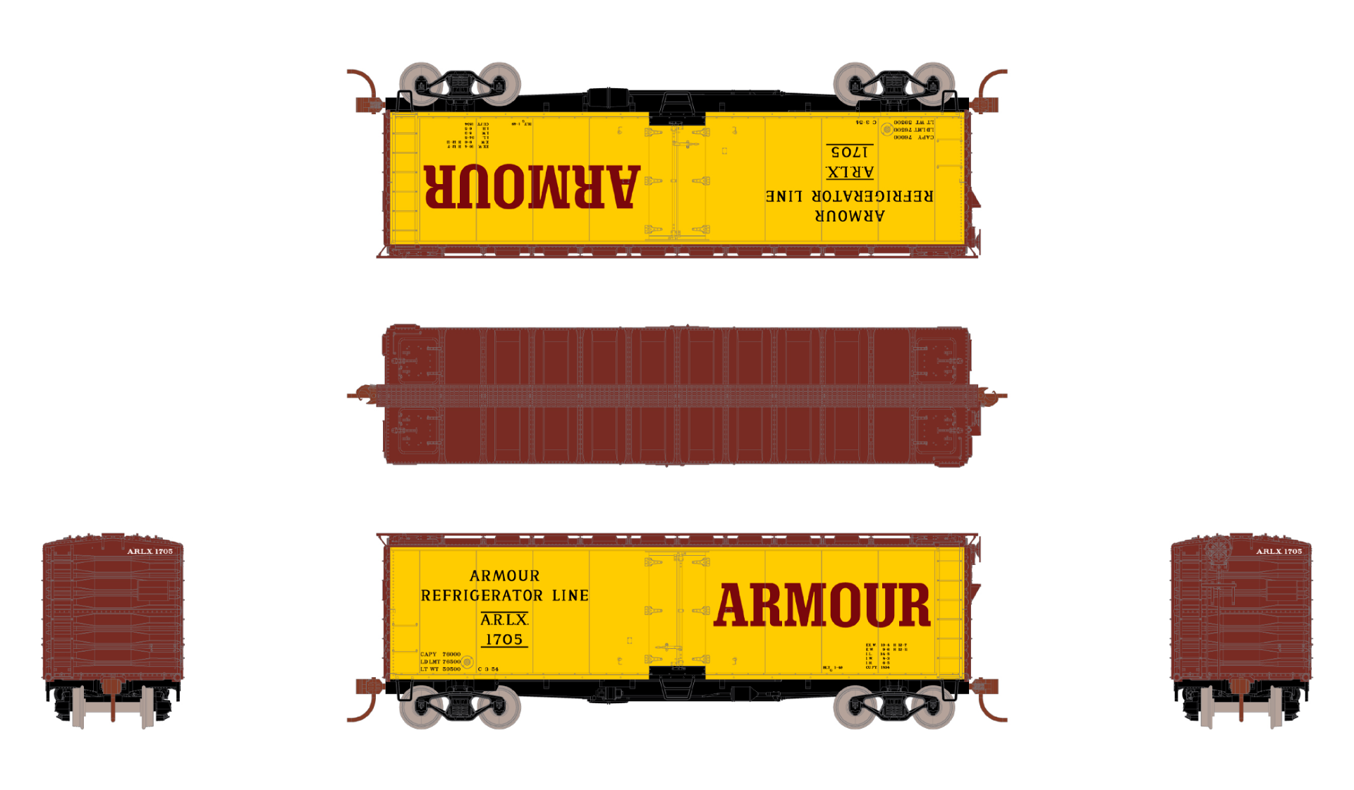 ScaleTrains Kit Classics 1247 40' Steel Reefer Armour ARLX 1988 — White ...