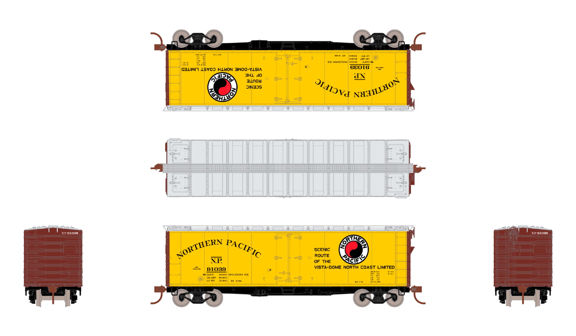ScaleTrains Kit Classics 1256 40' Steel Reefer Northern Pacific NP 914 ...
