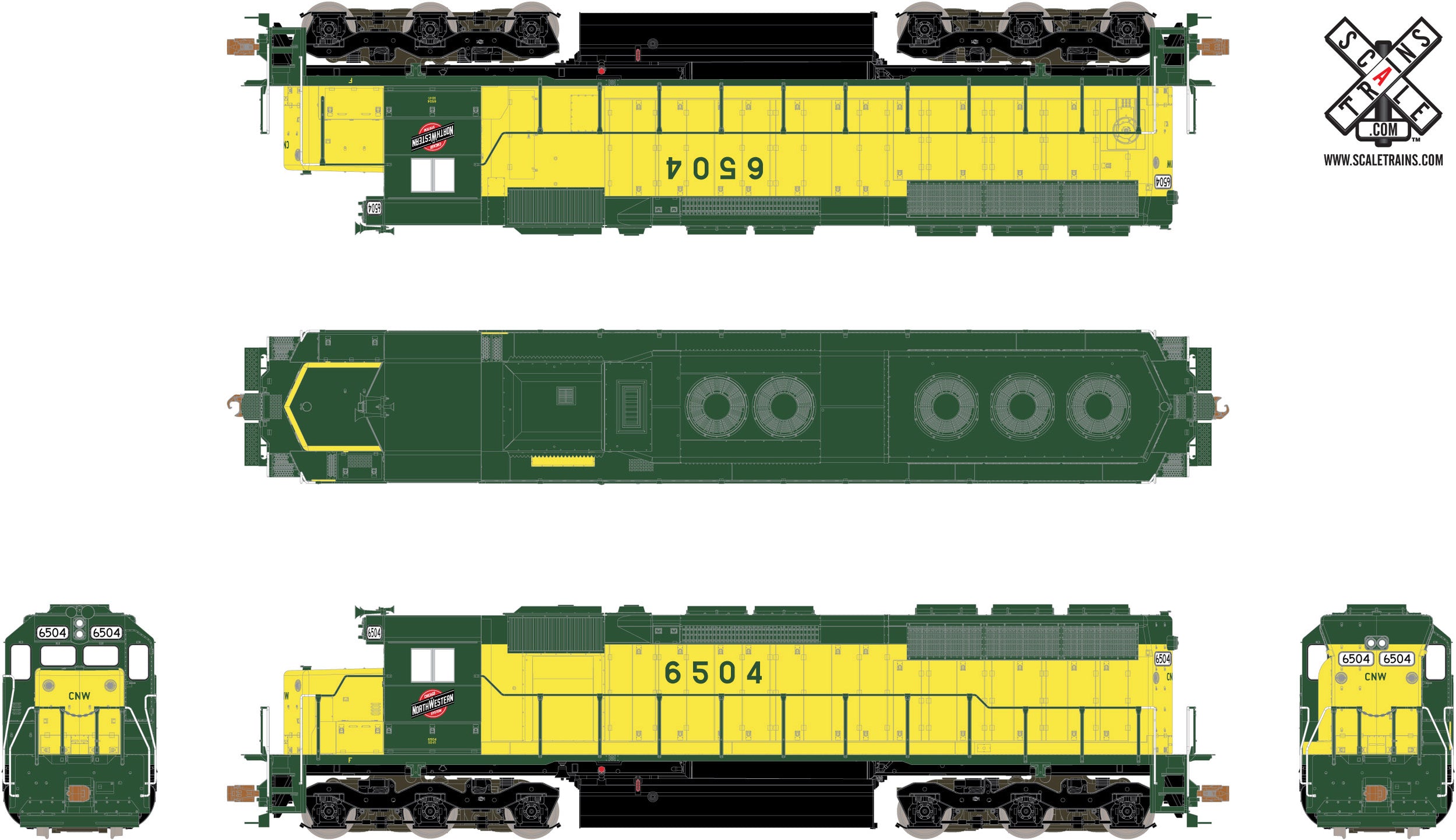 ScaleTrains Operator 11174 HO Scale EMD SD45 Chicago & NorthWestern CN — White Rose Hobbies
