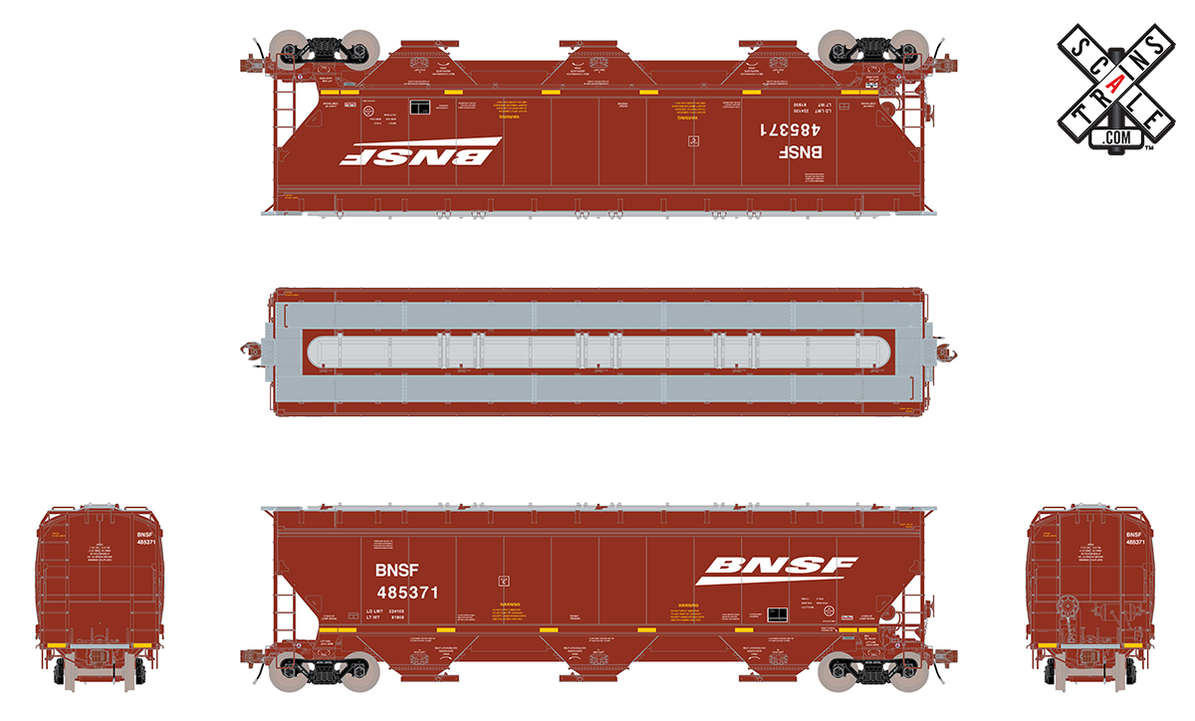 ScaleTrains Rivet 33298 HO Scale Gunderson 5188 Covered Hopper BNSF 48 — White Rose Hobbies