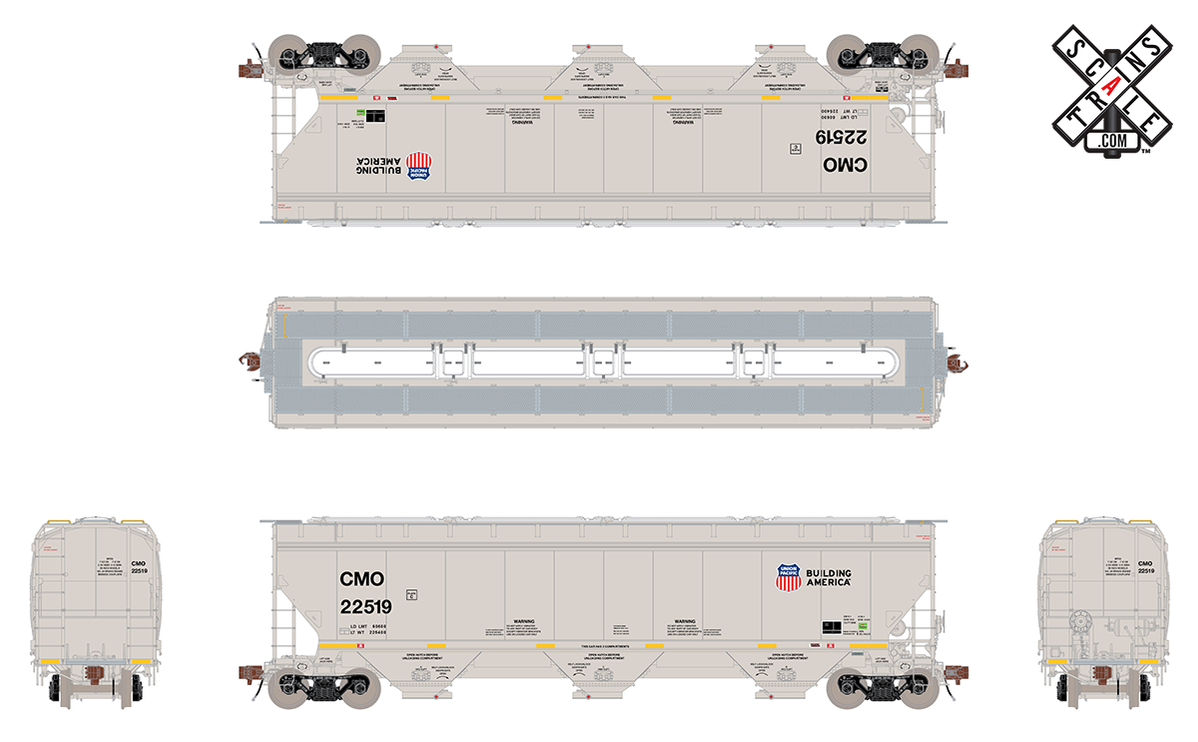 ScaleTrains Rivet 33307 HO Scale Gunderson 5188 Covered Hopper Union P ...