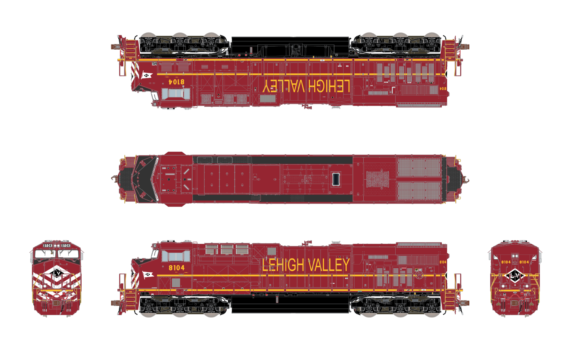 ScaleTrains Rivet 33621 HO Scale GE ES44AC Lehigh Valley NS 8104 ...