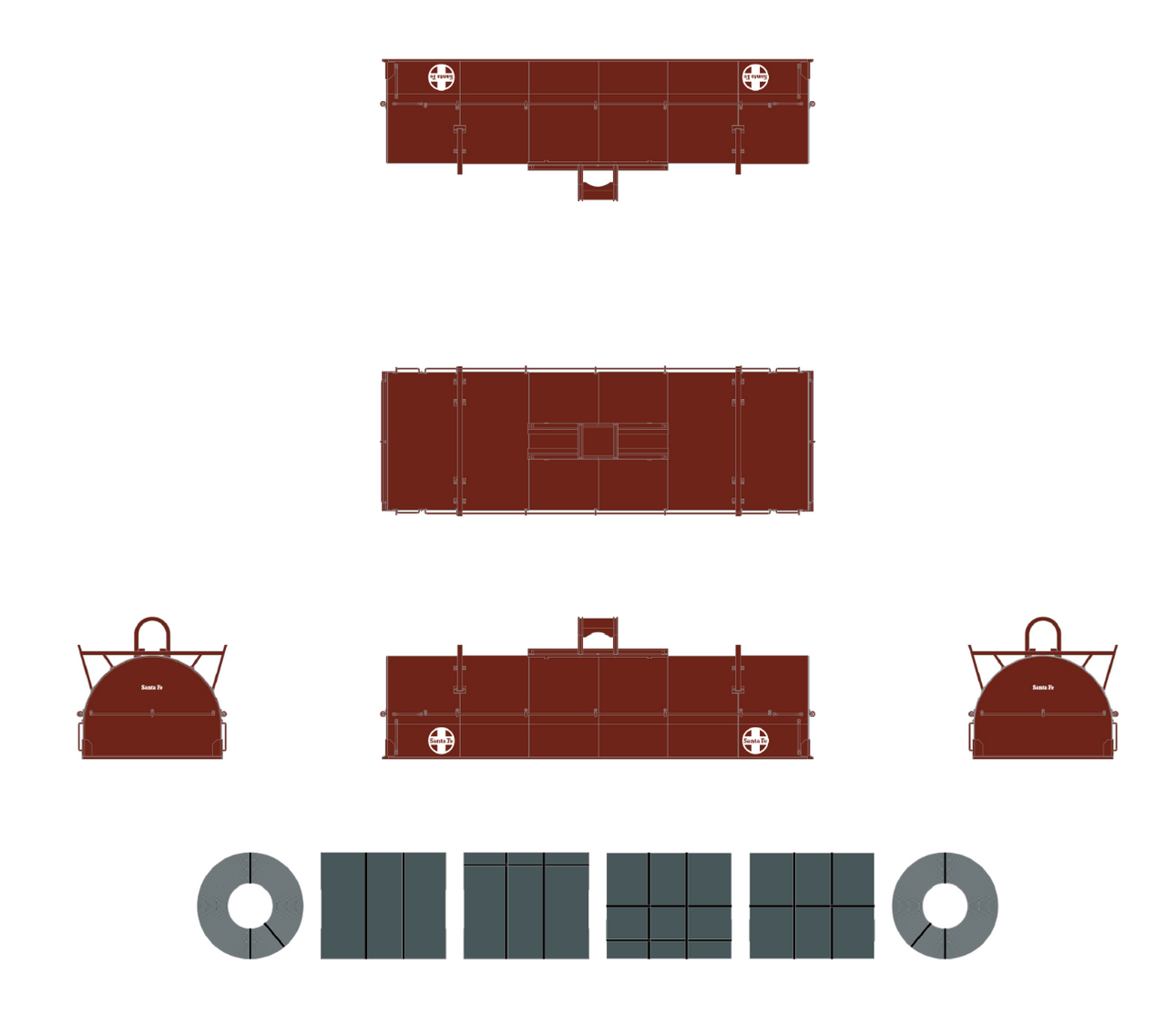 ScaleTrains Rivet 38397 HO Scale Thrall 48' Coil Steel Car Santa Fe AT ...