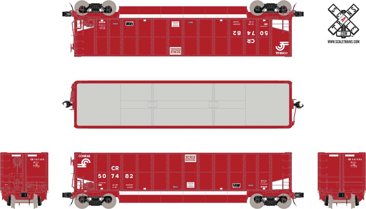 ScaleTrains Rivet HO Scale Bethgon G52X Coal Gondola Conrail Oxide Red ...