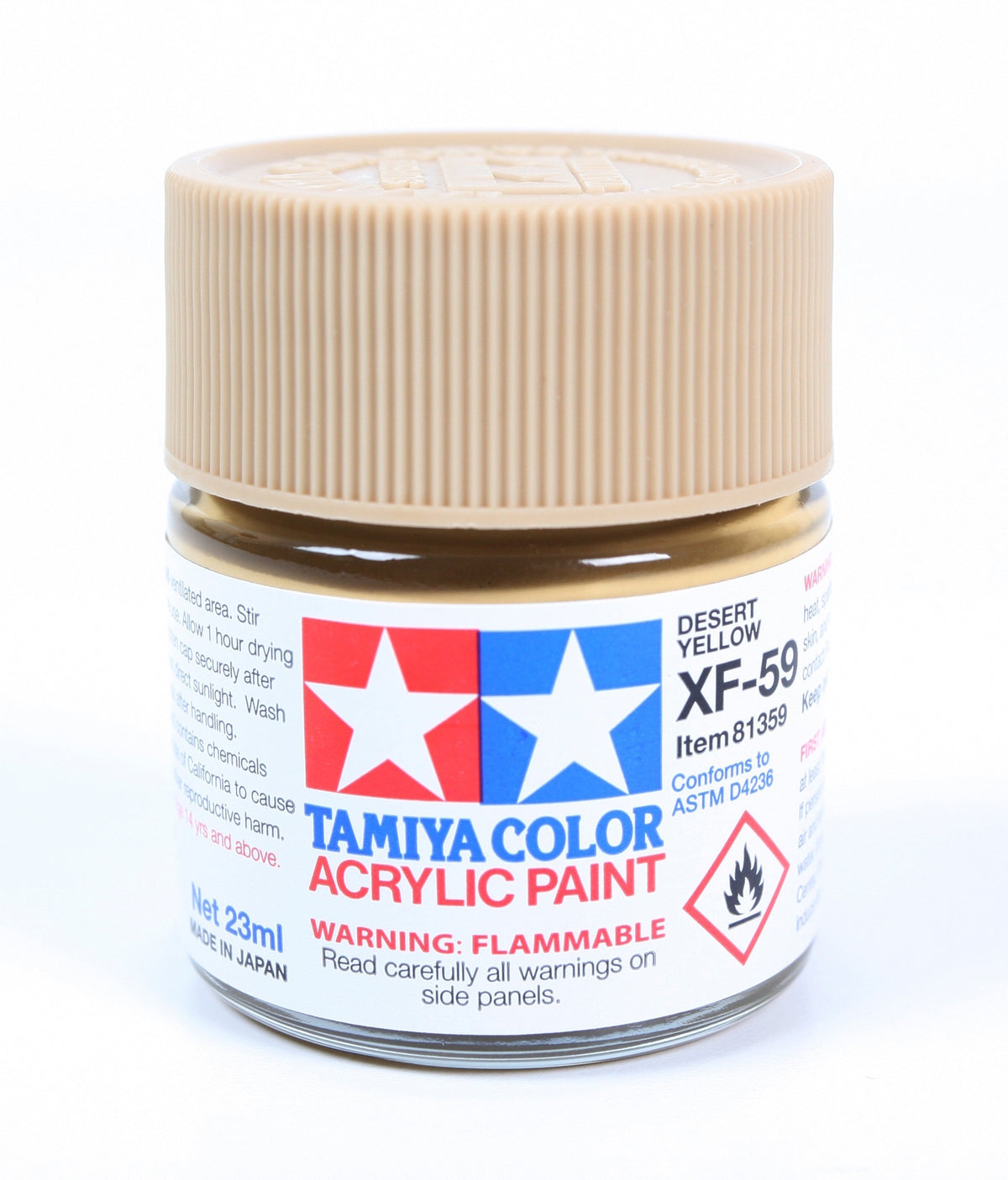 Tamiya 81359 Acrylic Model Paint XF-59 Flat Desert Yellow 3/4oz — White ...