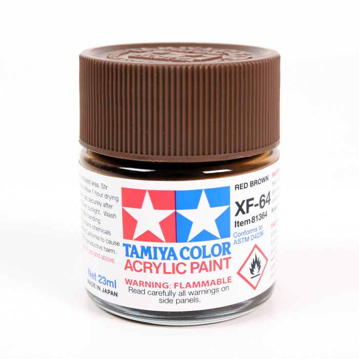 Tamiya 81364 Acrylic Model Paint XF-64 Flat Red Brown 23ml (3/4oz ...
