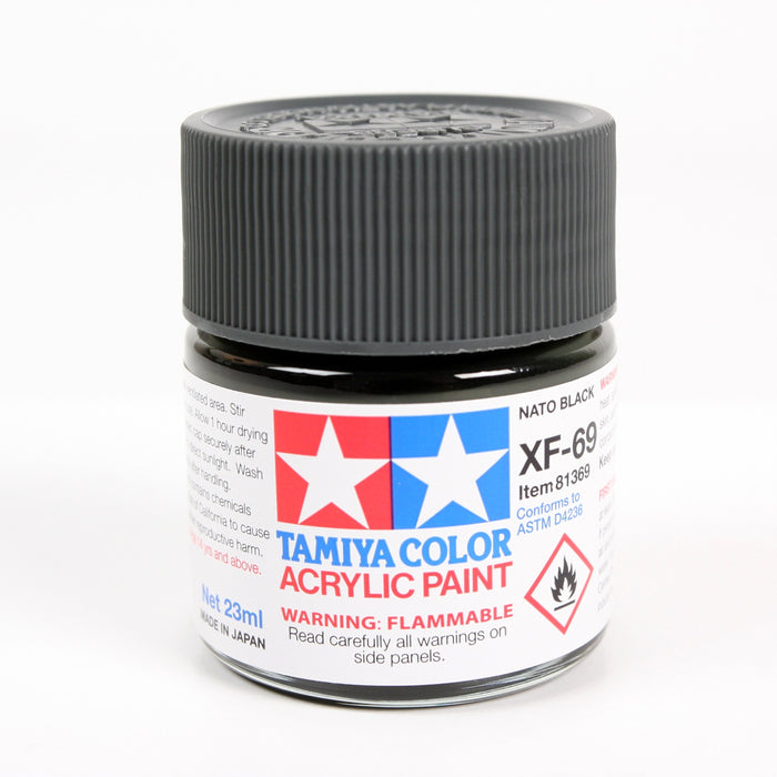 Tamiya 81369 Acrylic Model Paint XF-69 Flat NATO Black 23ml (3/4oz ...