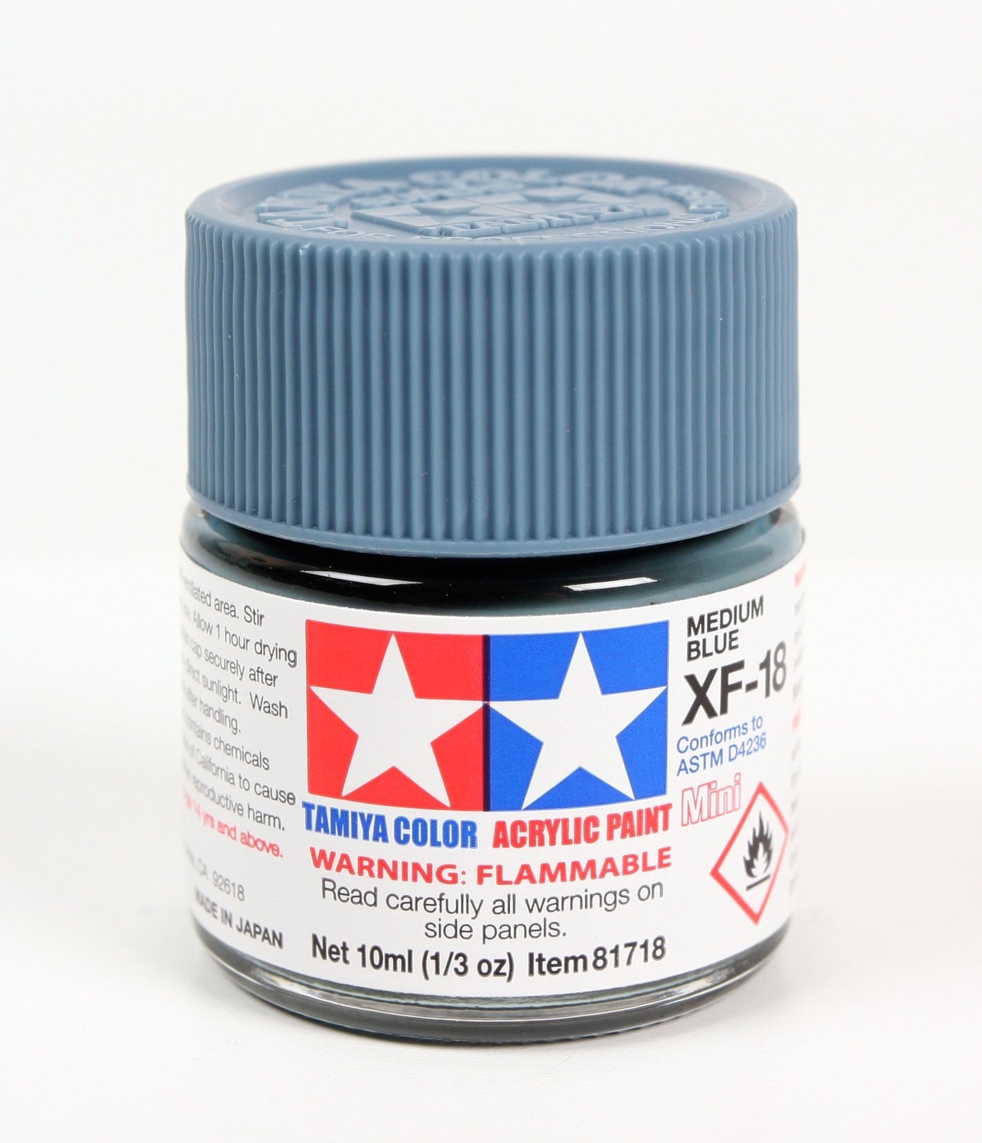 Tamiya 81718 Acrylic Min XF-18 Medium Blue Matte Finish — White Rose ...