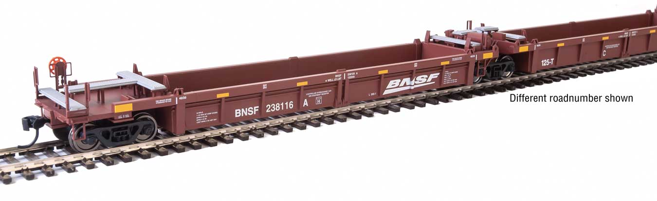 Walthers Mainline 910-55641 HO Scale 5-Unit Rebuilt 40' Well Car BNSF — White Rose Hobbies