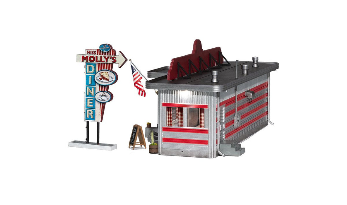 Woodland BR5870 O Scale Built Up Structure Miss Molly's Diner — White ...