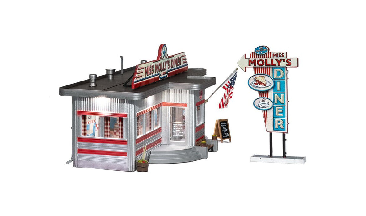 Woodland BR5870 O Scale Built Up Structure Miss Molly's Diner — White ...
