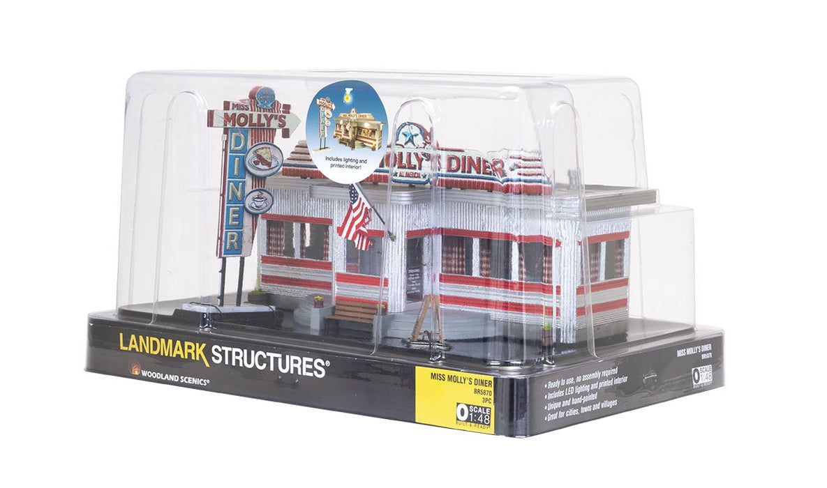Woodland BR5870 O Scale Built Up Structure Miss Molly's Diner — White ...