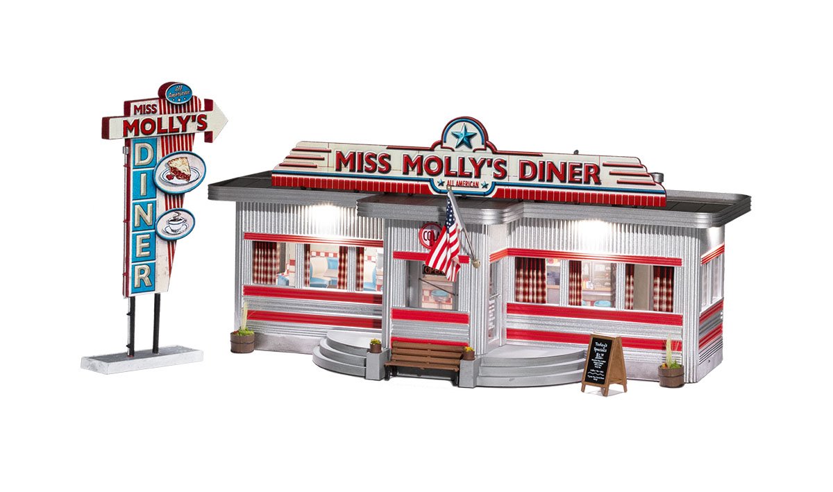 Woodland BR5870 O Scale Built Up Structure Miss Molly's Diner — White ...