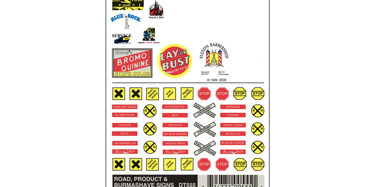 Woodland Scenics DT555 Dry Transfer Decals - Road Signs, Product & Bur — White Rose Hobbies